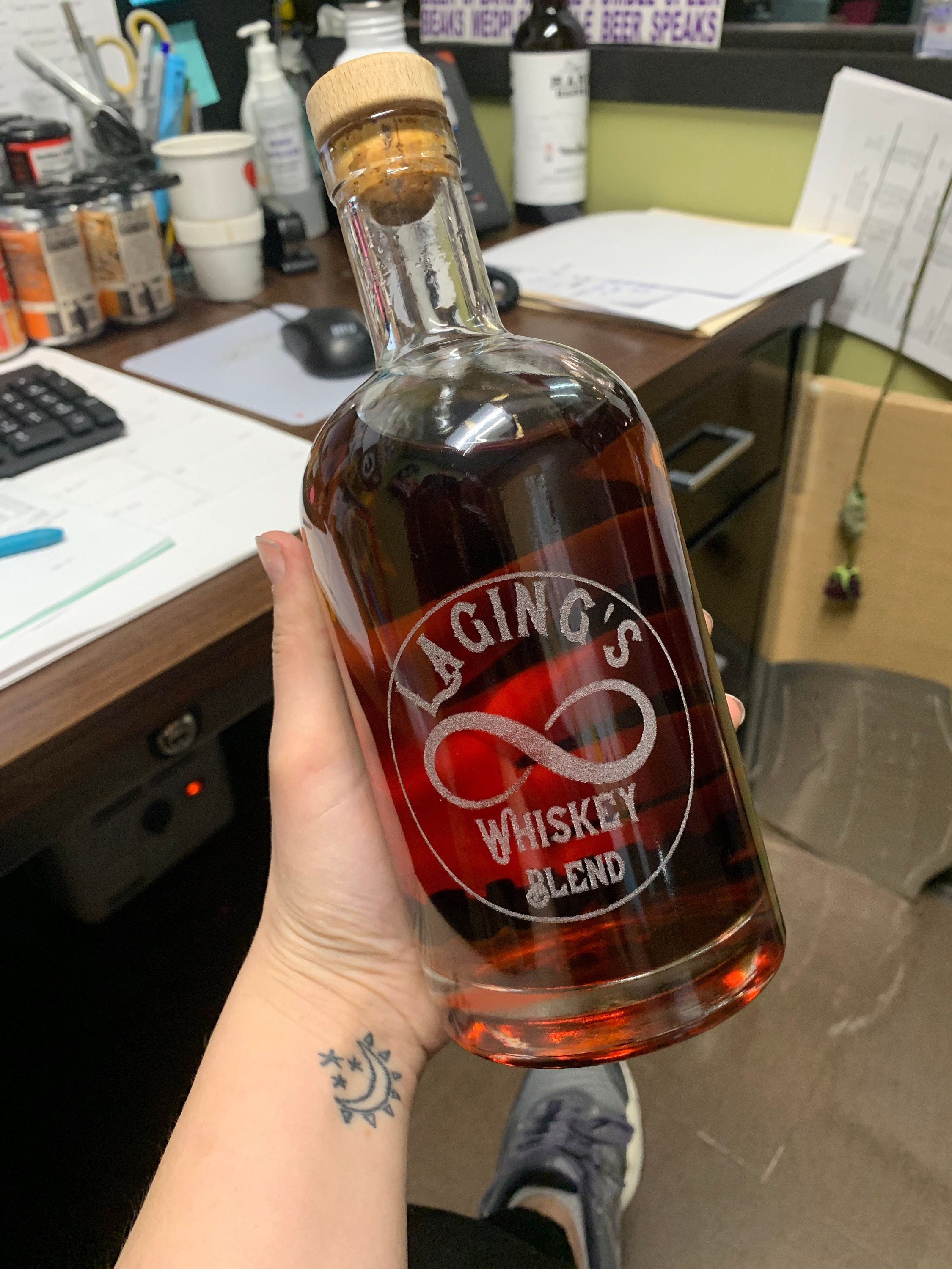 Infinity Bottle Decanter Engraved Set, 750ml Etched Glass for Share a ...