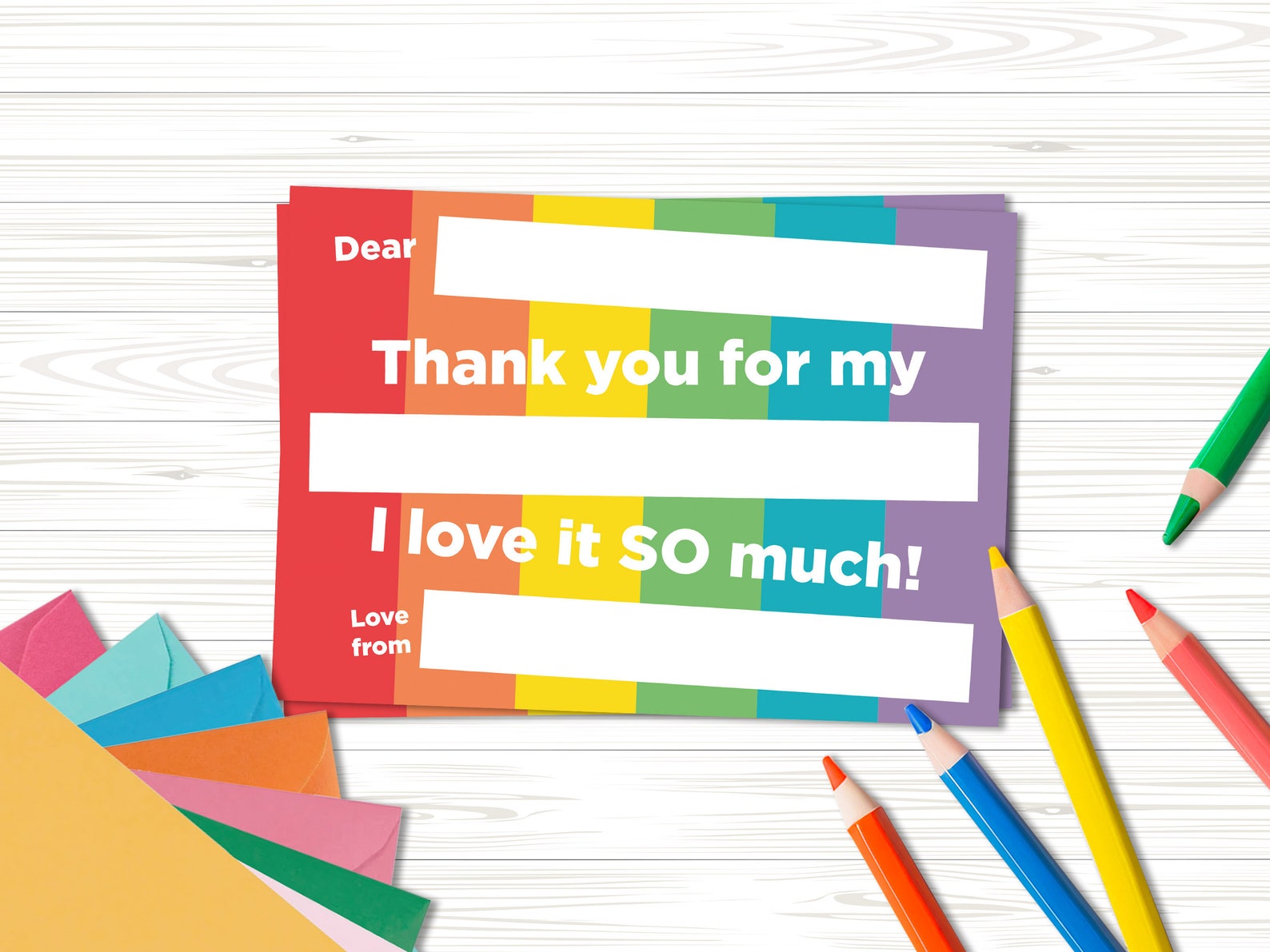 Rainbow Thank You Cards for Kids to Fill Out - Unisex Children Boys ...