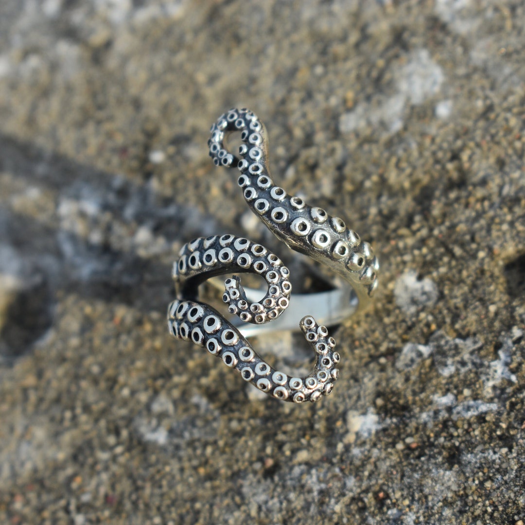 Octopus Ring, Gothic Jewelry, Mens Ring Silver Octopus Ring ...