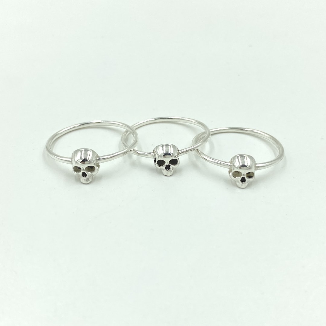 1 Pc. Silver Skull Ring, Skull Ring, Gothic Ring, Horror Ring, Skeleton ...