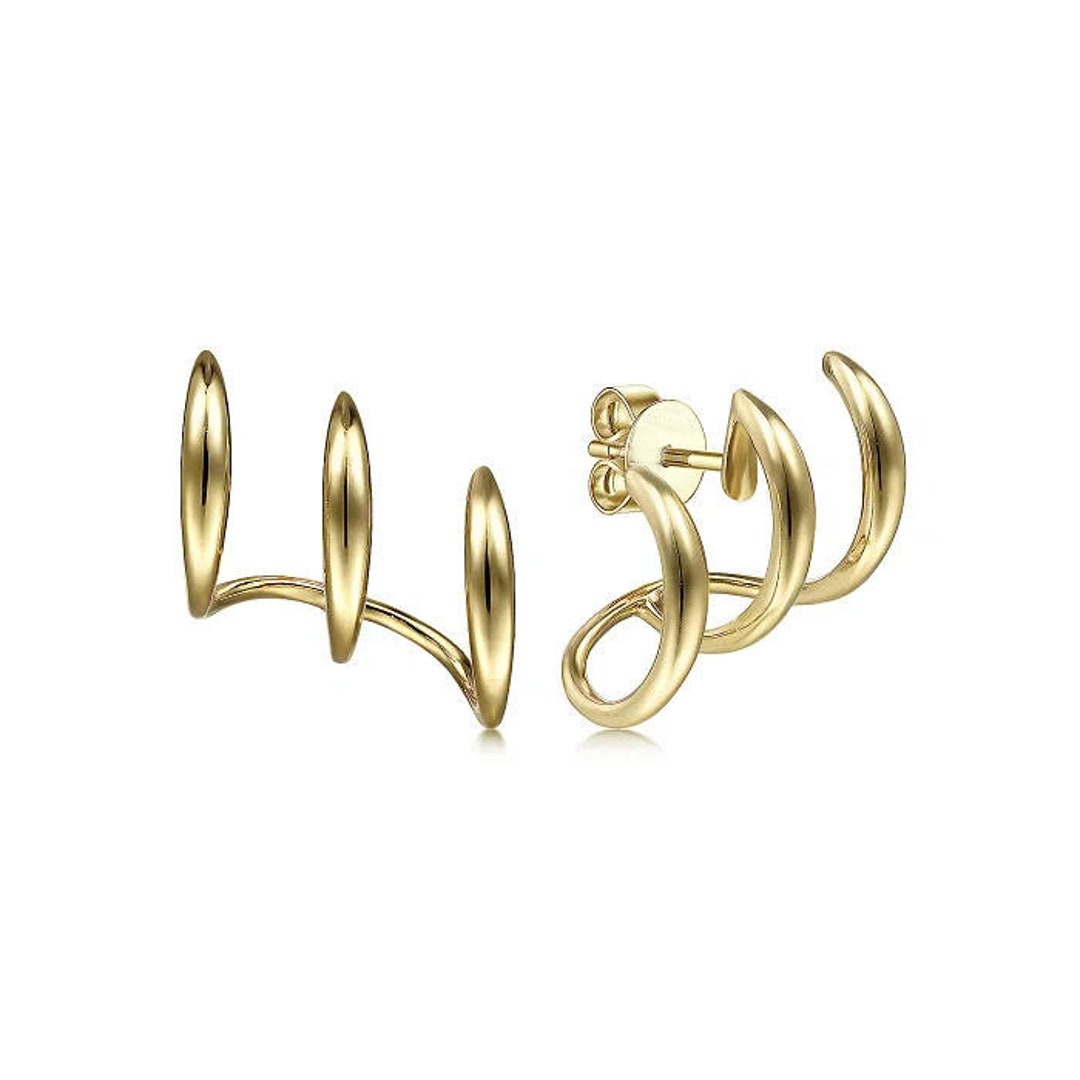 Triple Hoop Earrings, Triple Band Hoops, Bold Hoops Gold Earrings ...