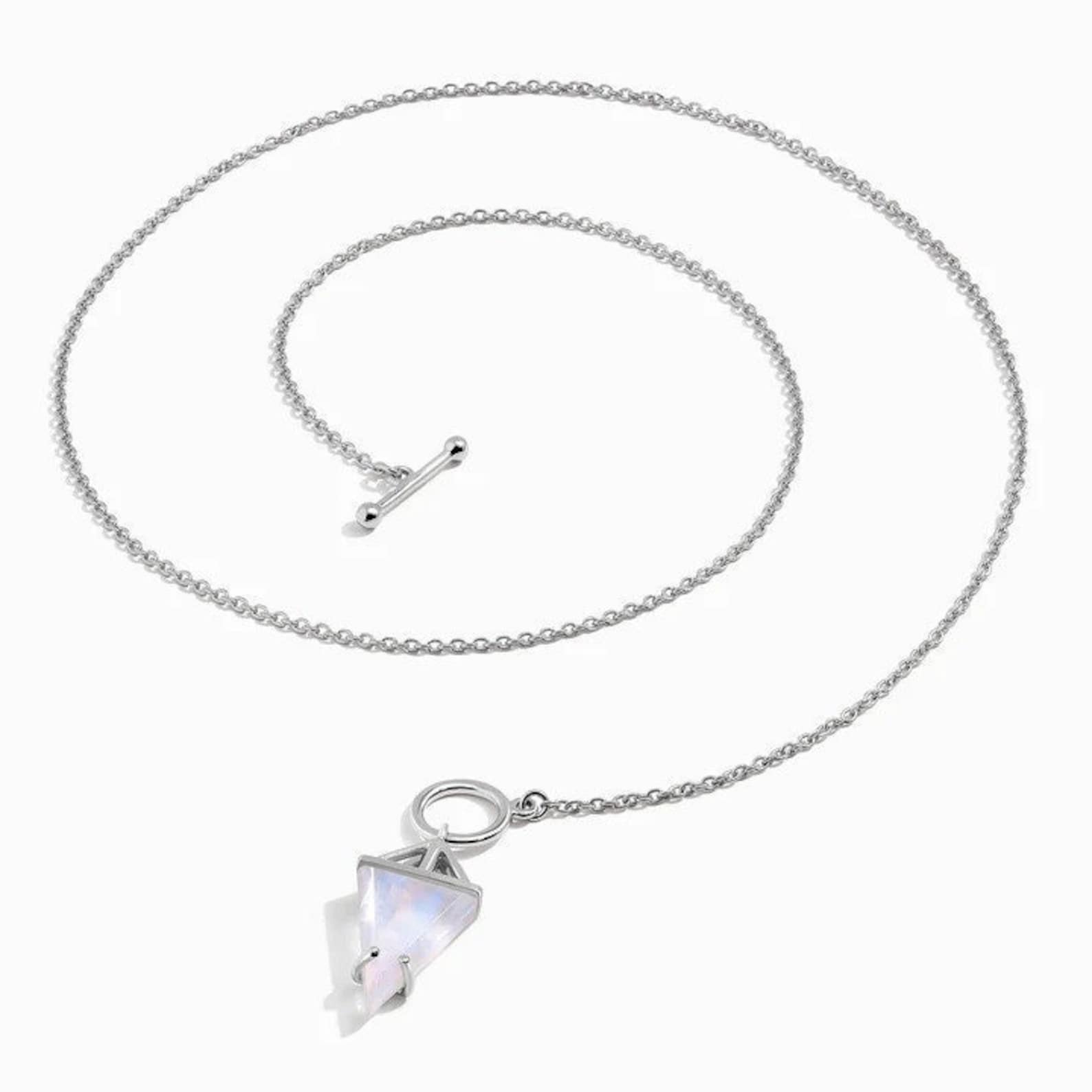 Handmade Triangle Rainbow Moonstone Pendant: Gold Vermeil Sterling ...