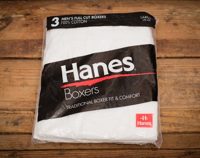 90s NOS Hanes Boxers 3 Pack, L (?), Full Cut Boxer Shorts Underwear ...