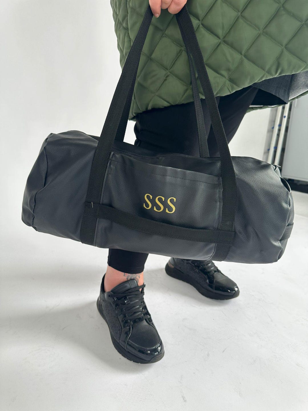 Faux Leather Duffle Bag With Personalised Initials Handmade Weekend ...