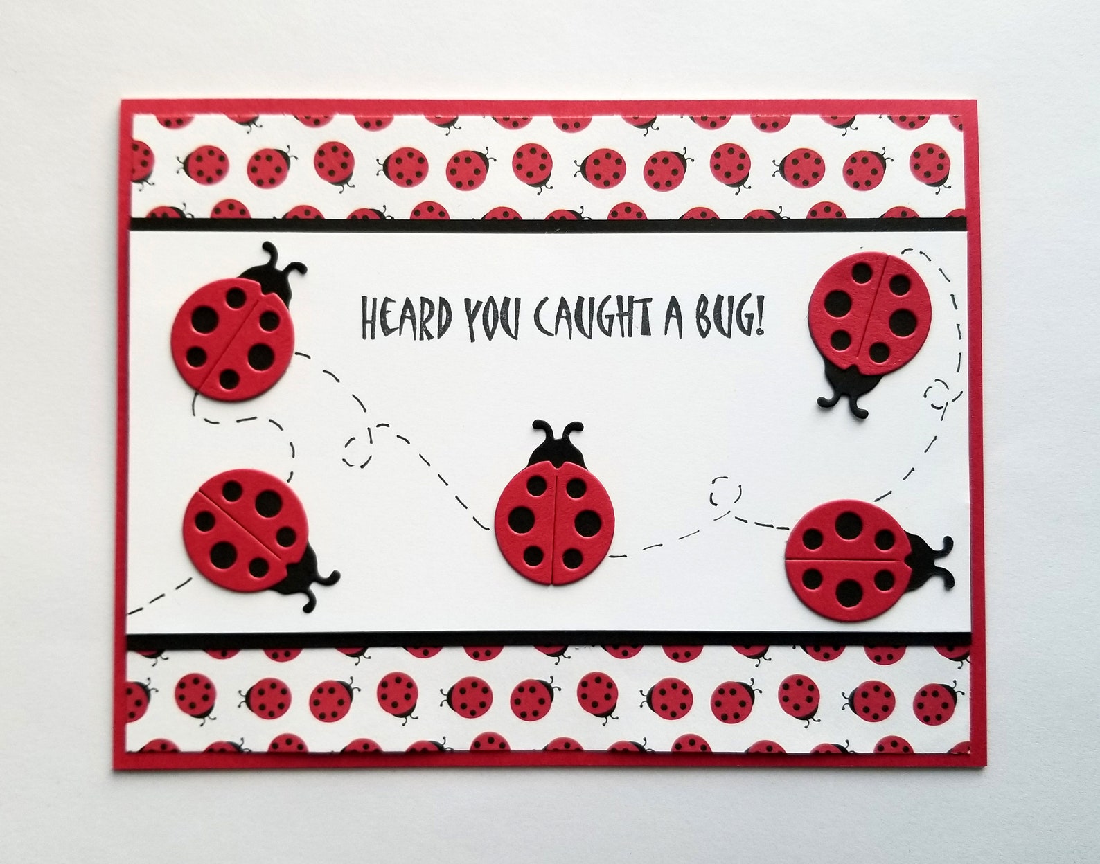 Get well card Get well soon Ladybug card Caught a bug Bug | Etsy