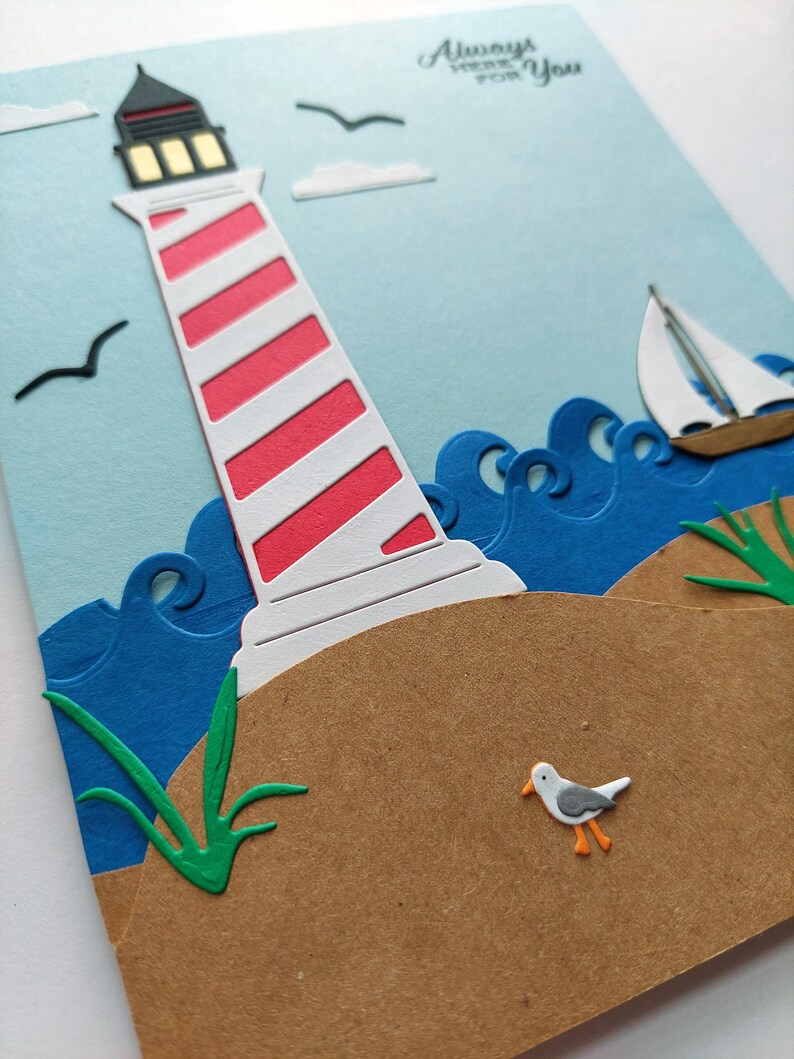 Lighthouse Card, Ocean, Sea, Beach, Nautical, Here for You, Hugs ...