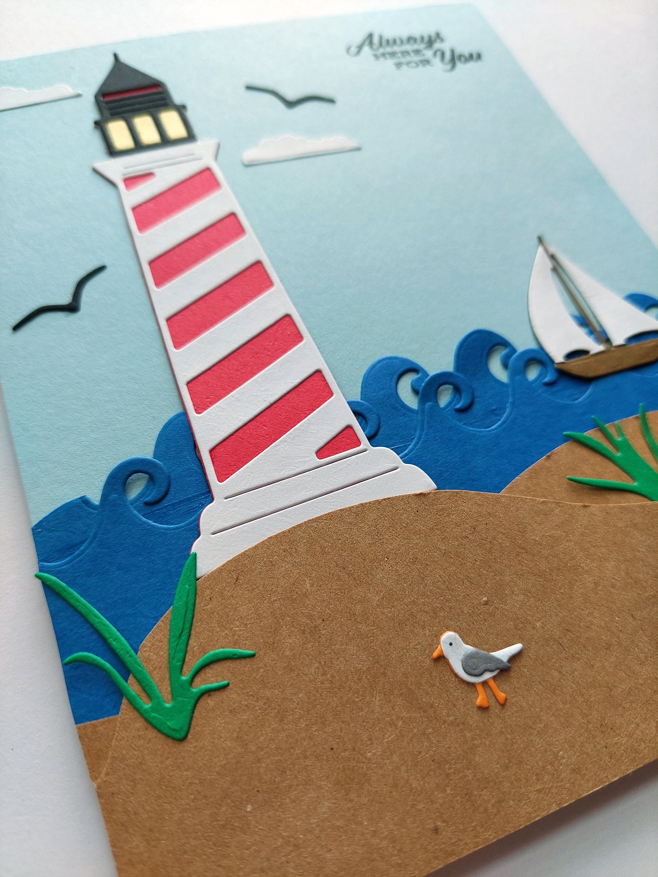 Lighthouse Card, Ocean, Sea, Beach, Nautical, Here for You, Hugs ...