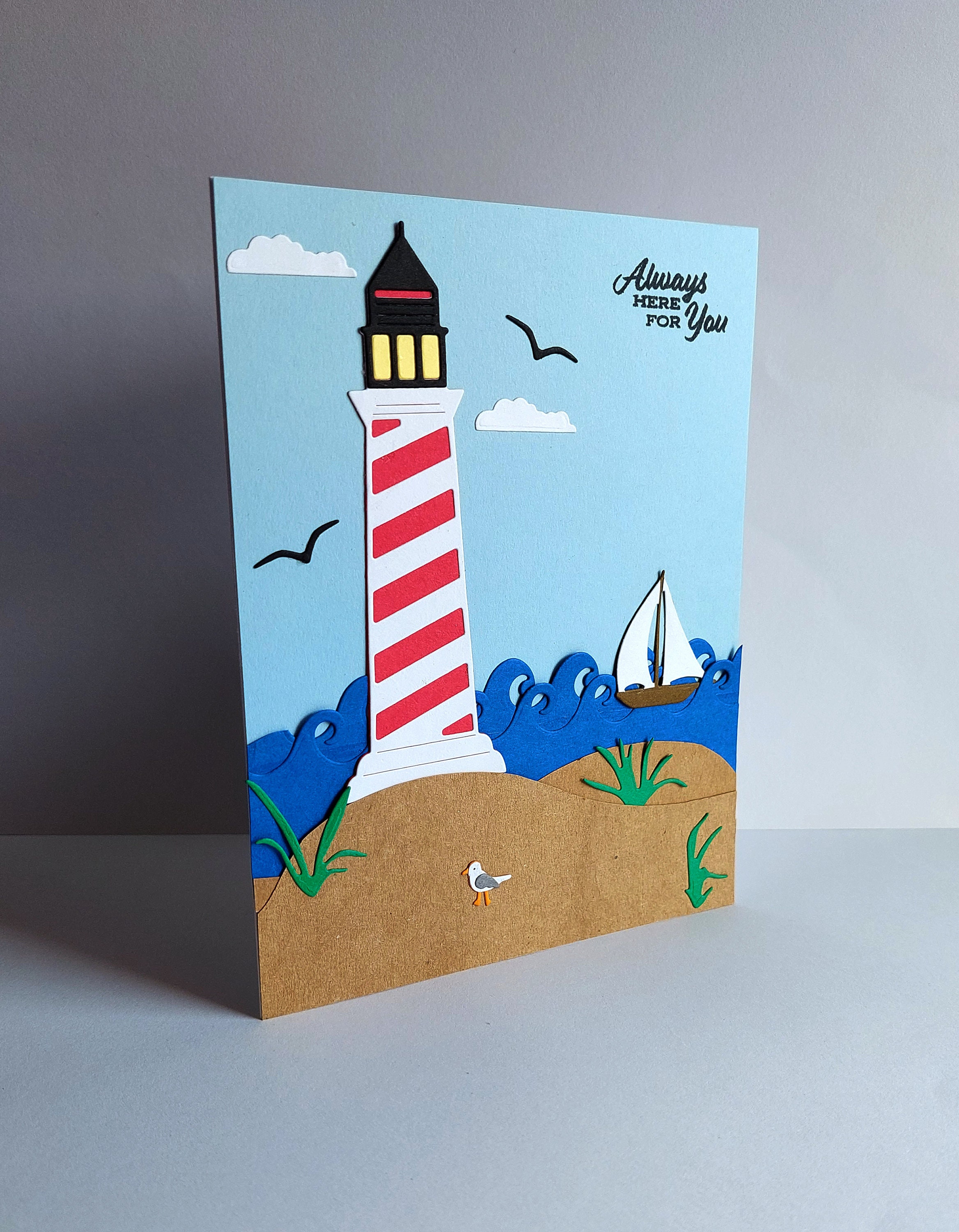 Lighthouse Card, Ocean, Sea, Beach, Nautical, Here for You, Hugs ...