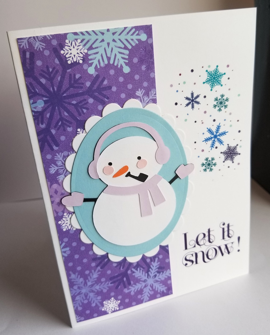 Let It Snow Card Winter Card Snowman Card Handmade Card | Etsy