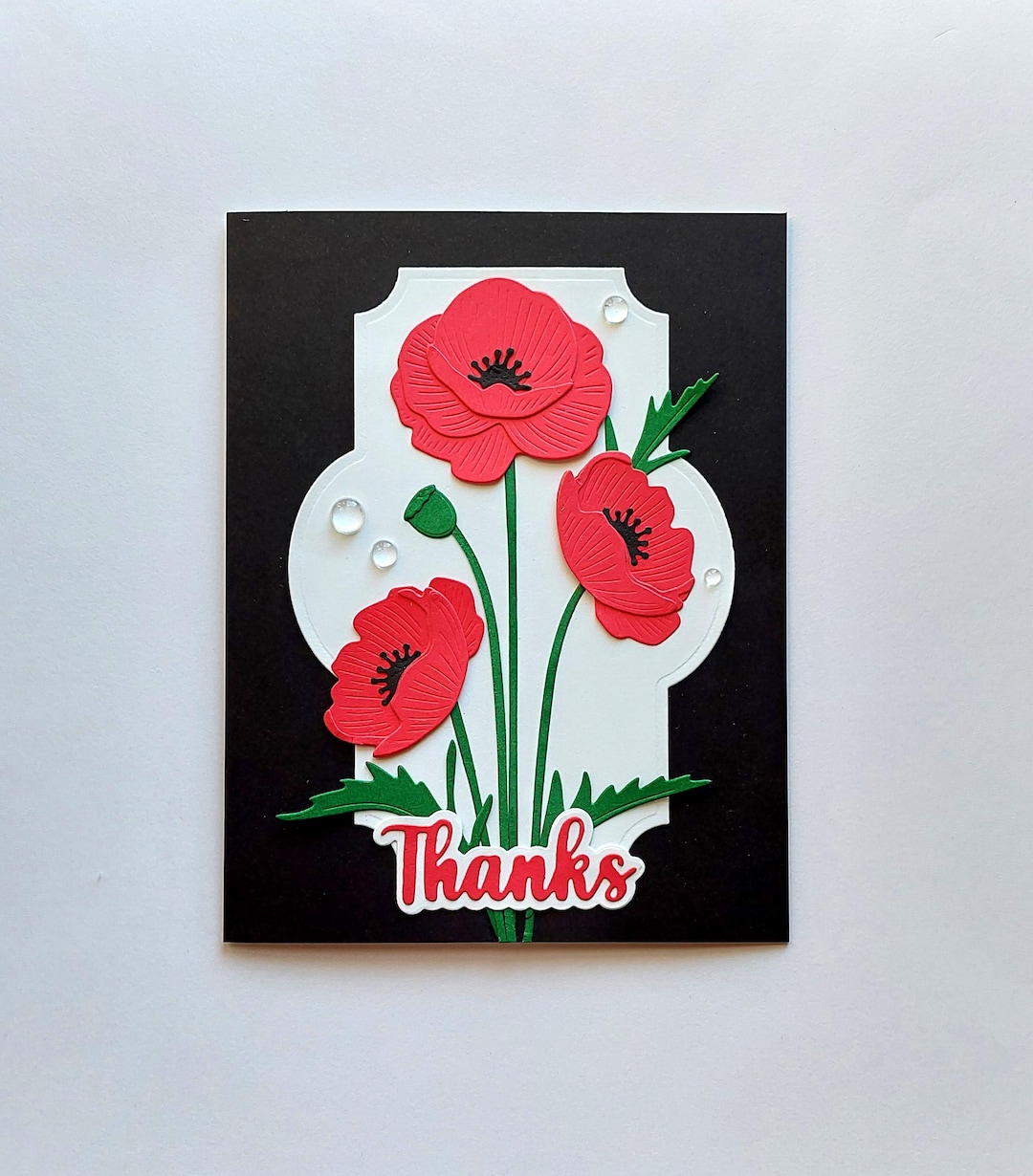 Thank You Card, Thanks, Thank You, Poppies, Flower Card, Poppy Card ...