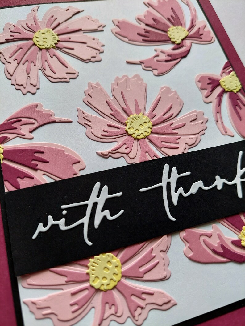 Thank You Card, With Thanks, Grateful, Appreciation, Flower Card ...