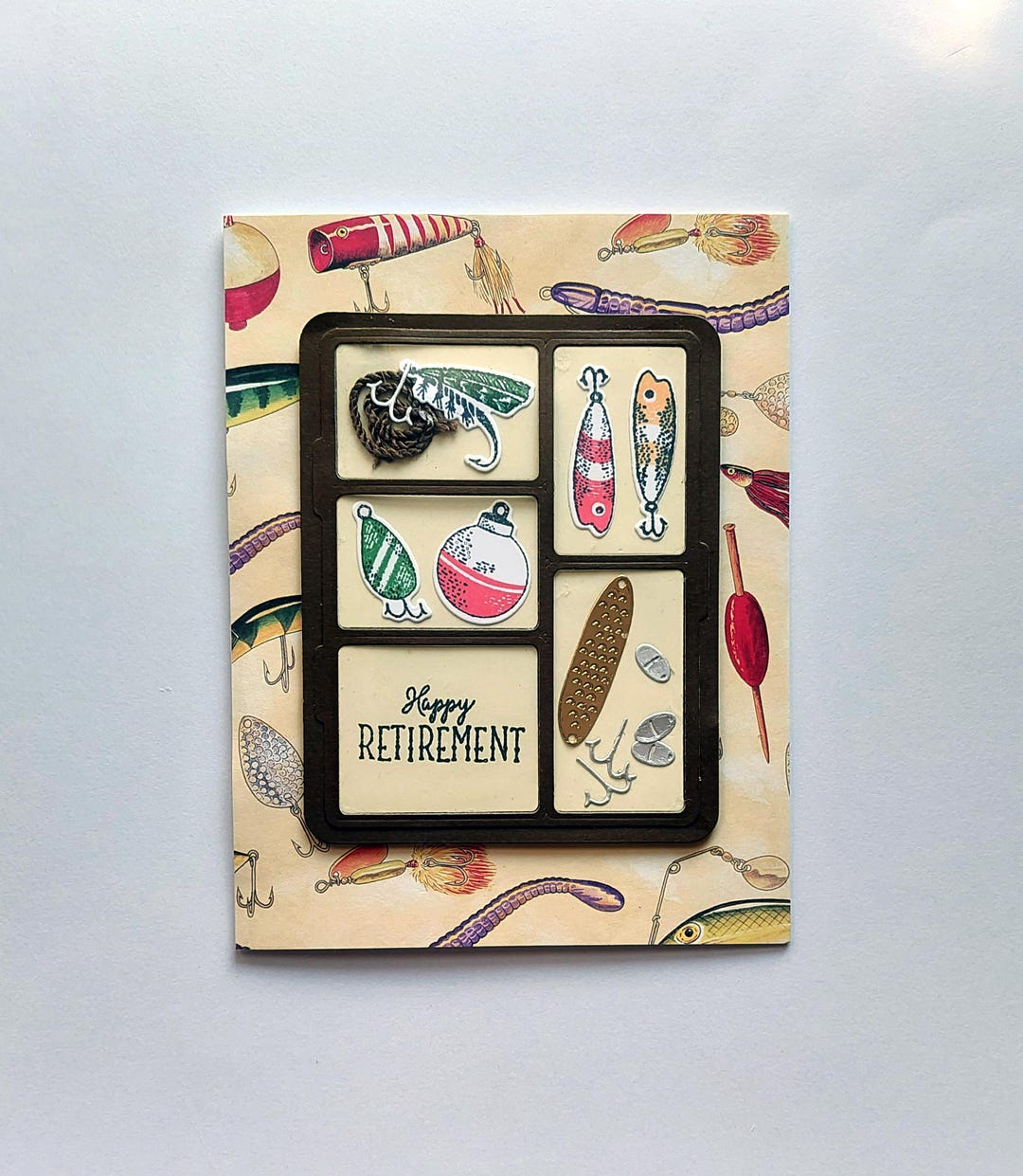 Fishing Retirement Card, Handmade Tackle Box Design - Etsy