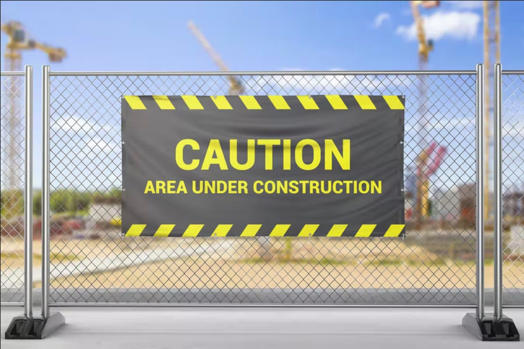 CAUTION Area Under Construction Generic Vinyl Banner Sign Builders Work ...