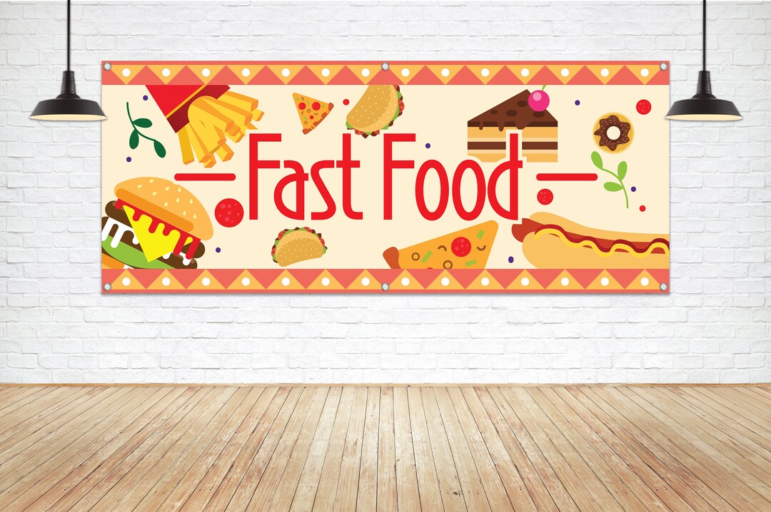 FAST FOOD Generic Vinyl Banner Sign Eat Court Concession Display ...