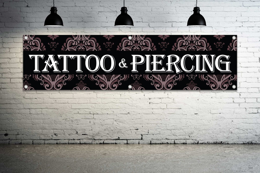 Tattoo & Piercing Shop Vinyl Banner: Storefront Signage - Etsy