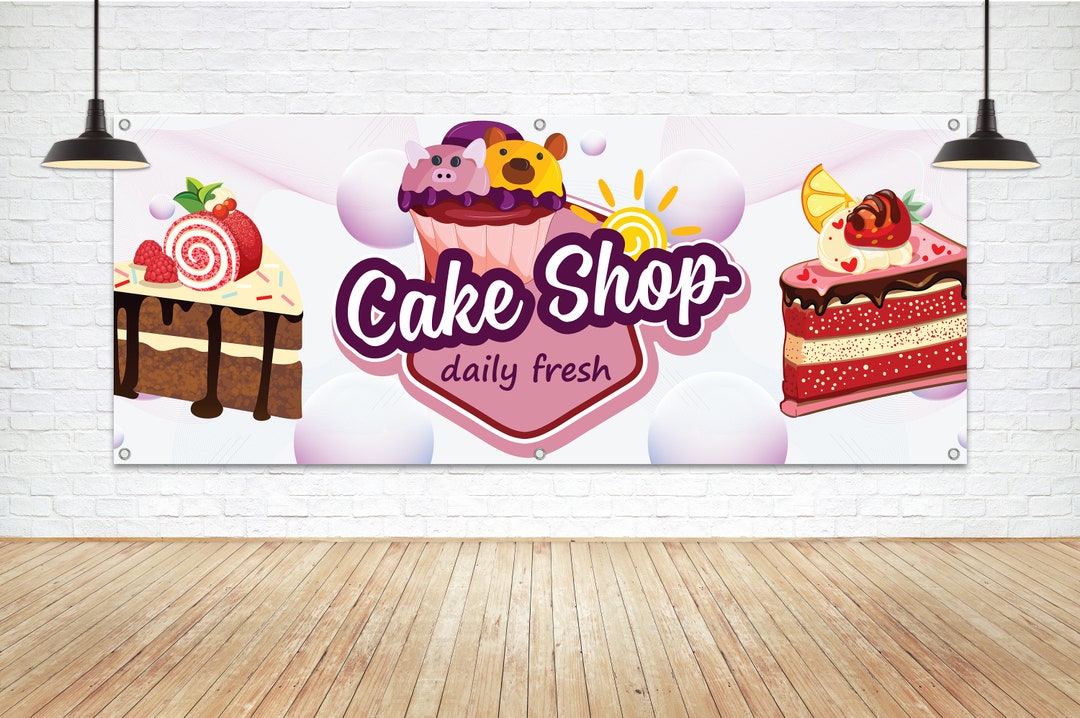 CAKE SHOP Daily Fresh Generic Vinyl Banner Sign Bakery Storefront ...
