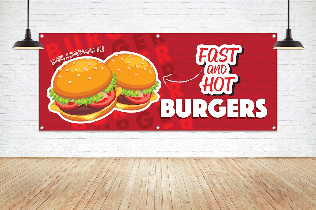 BURGERS Vendor Generic Vinyl Banner Sign Fast and Hot Hamburger ...