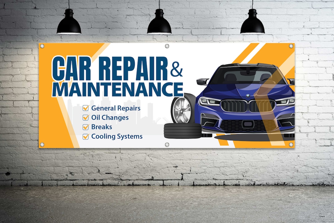 Car Repair Maintenance Vinyl Banner: Auto Shop Garage Sign - Etsy