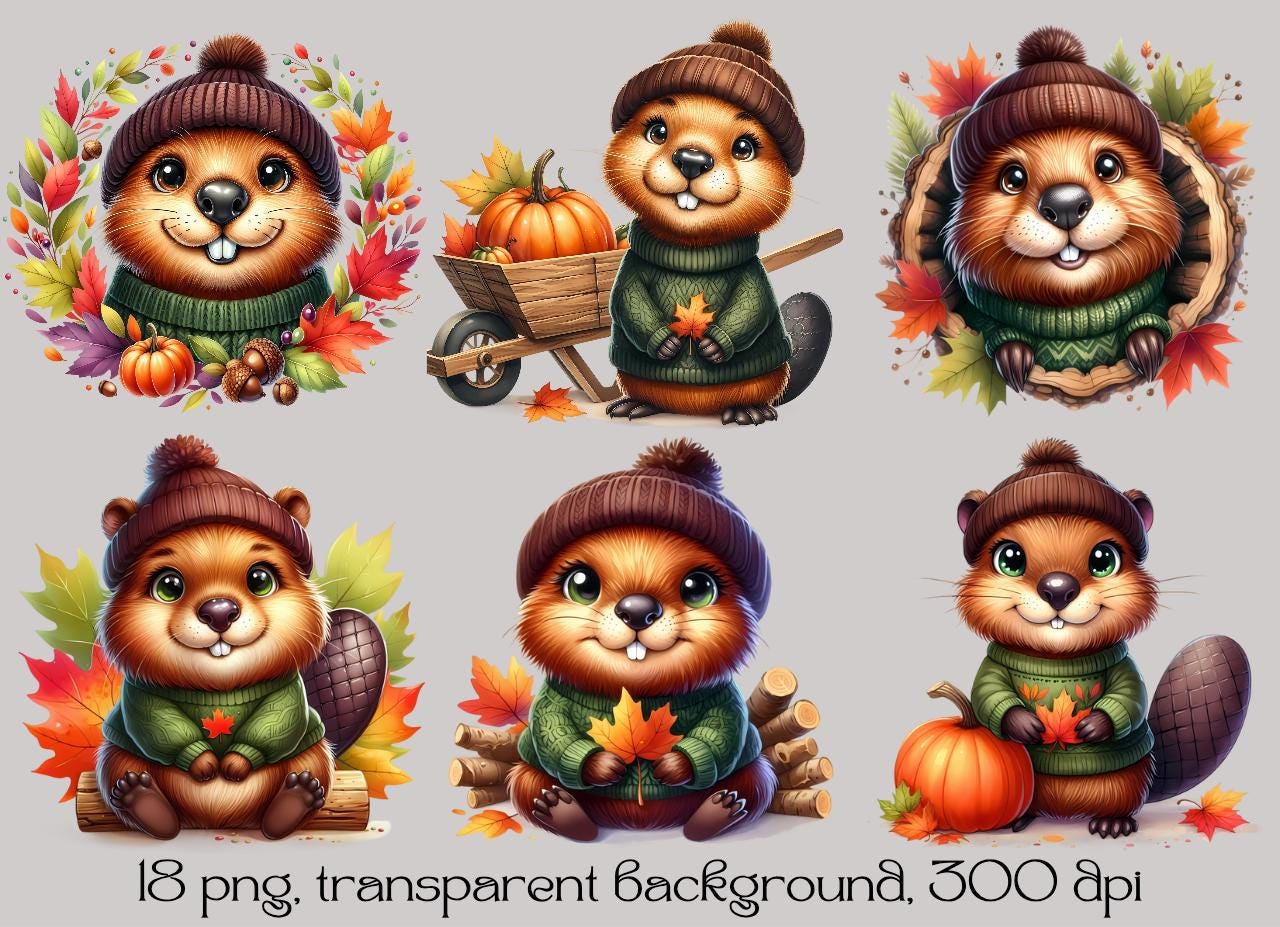 Beaver Clipart, Beavers Clipart, Beaver Png, Autumn Clipart, Fall Clip ...