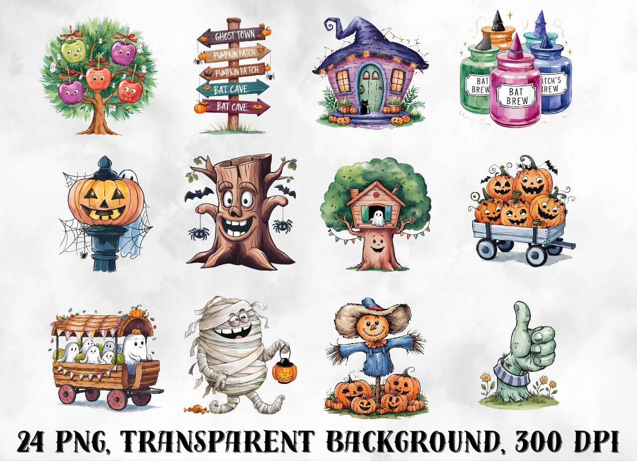 Halloween Clipart, Funny Halloween Png, Spooky Clipart, Cute Halloween ...