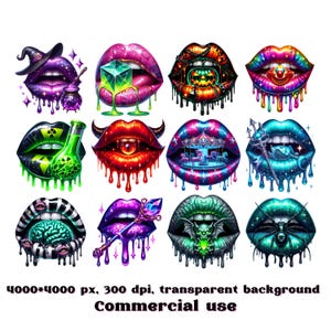 Lips Clipart, Lips Png, Glossy Lips, Spooky Lips, Halloween Clipart ...