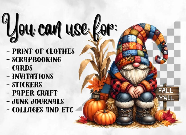 Gnome Clipart, Fall Gnome Clipart, Gnome Png, Watercolour Gnome Autumn ...