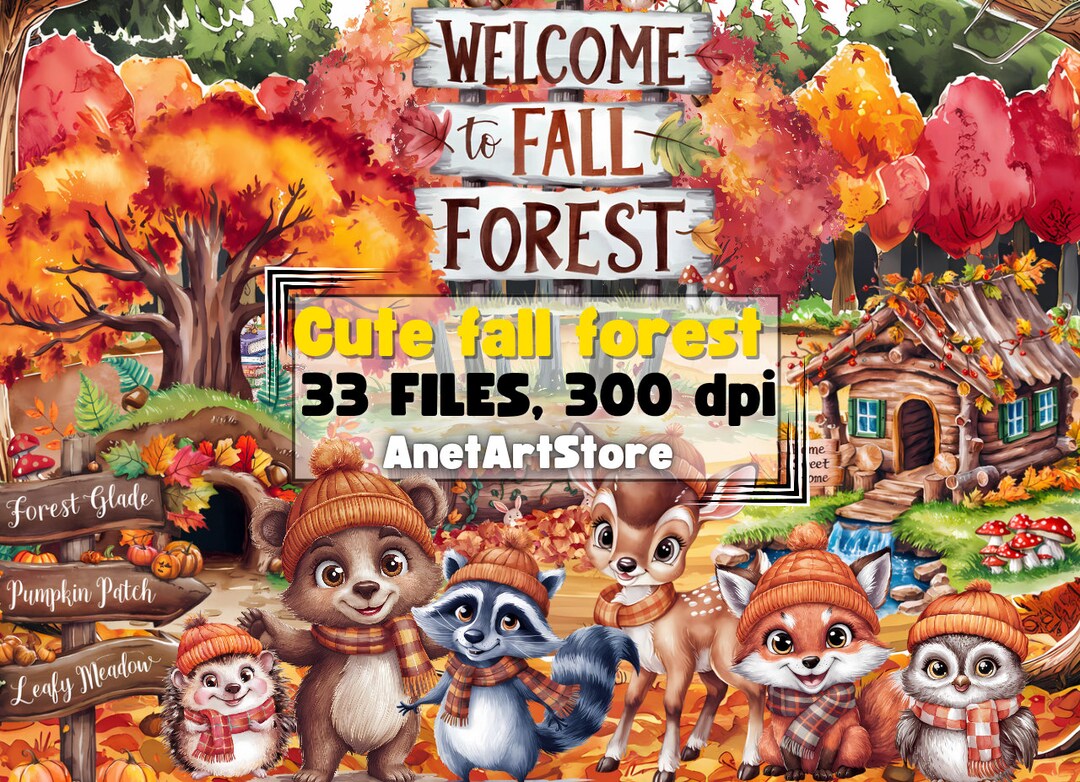 Autumn Clipart, Autumn Forest Png, Autumn Sublimation, Forest Clipart ...