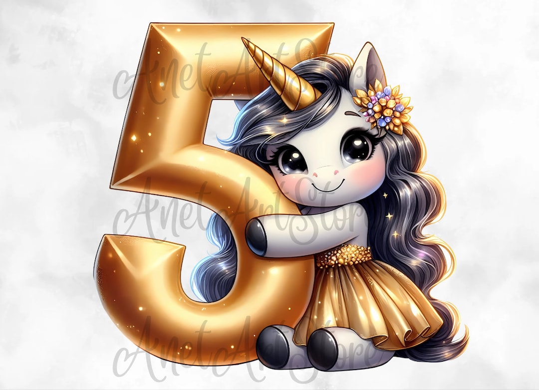 Five Number, Five Figure, Birthday Numbers Clipart, Gold Birthday ...