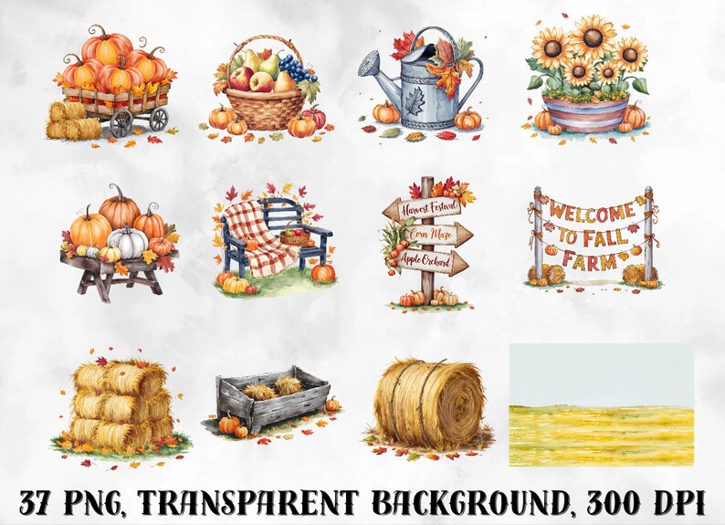 Autumn Clipart, Autumn Farm Png, Autumn Sublimation, Farm Animals ...