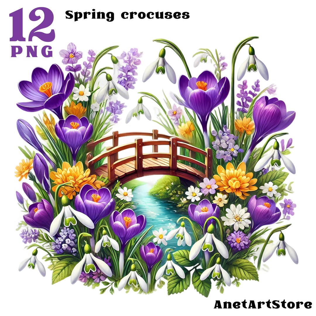 Spring Clipart Spring Floral Clipart Floral Crocus Png Hello Spring ...