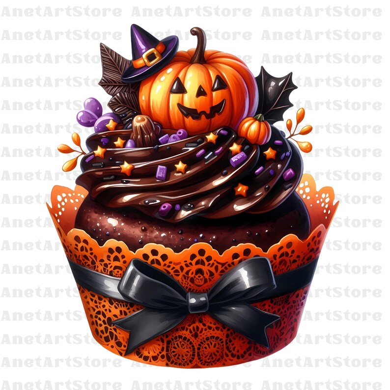Cupcake Clipart, Halloween Cupcake Png, Spooky Clipart, Bakery Clipart ...