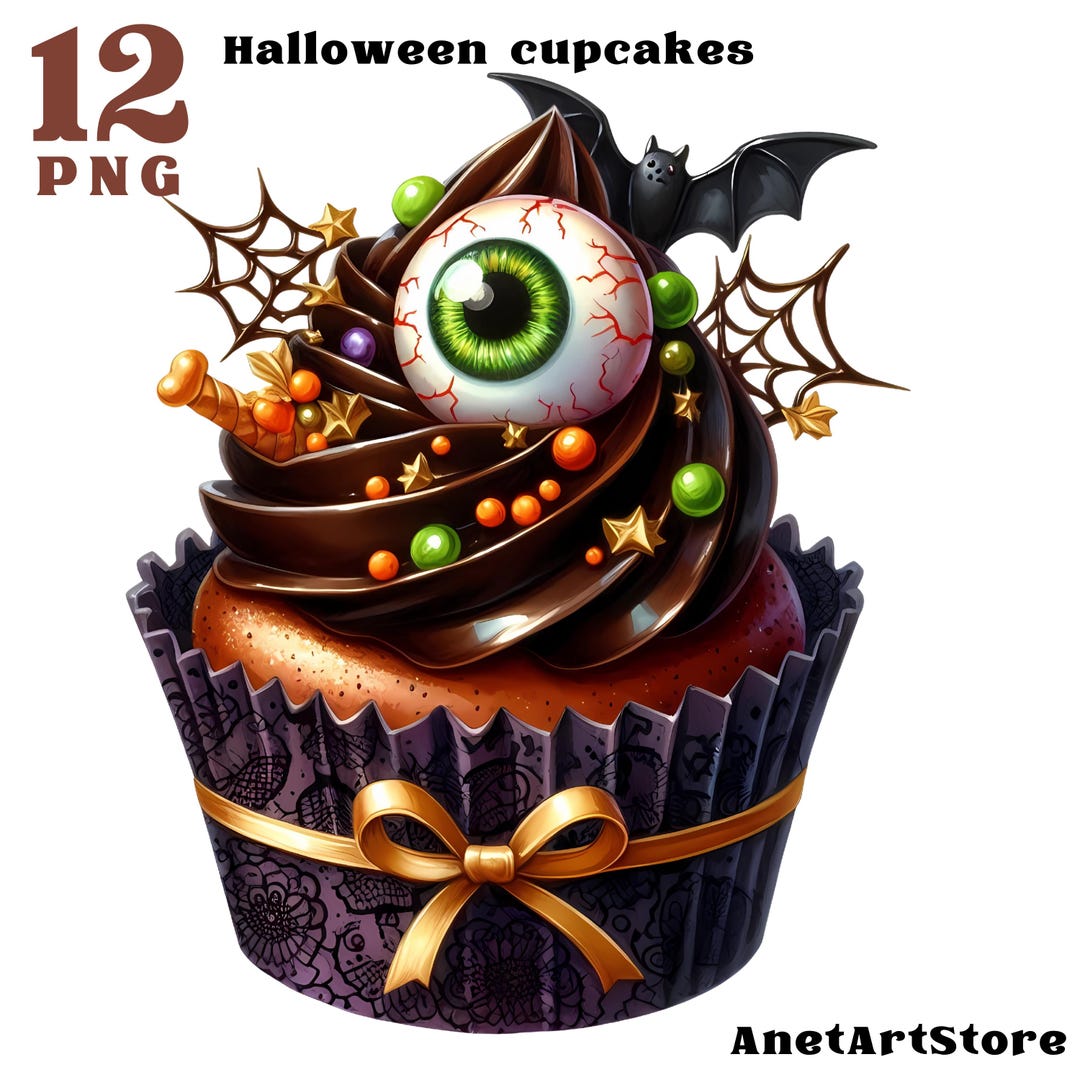 Cupcake Clipart, Halloween Cupcake Png, Spooky Clipart, Bakery Clipart ...