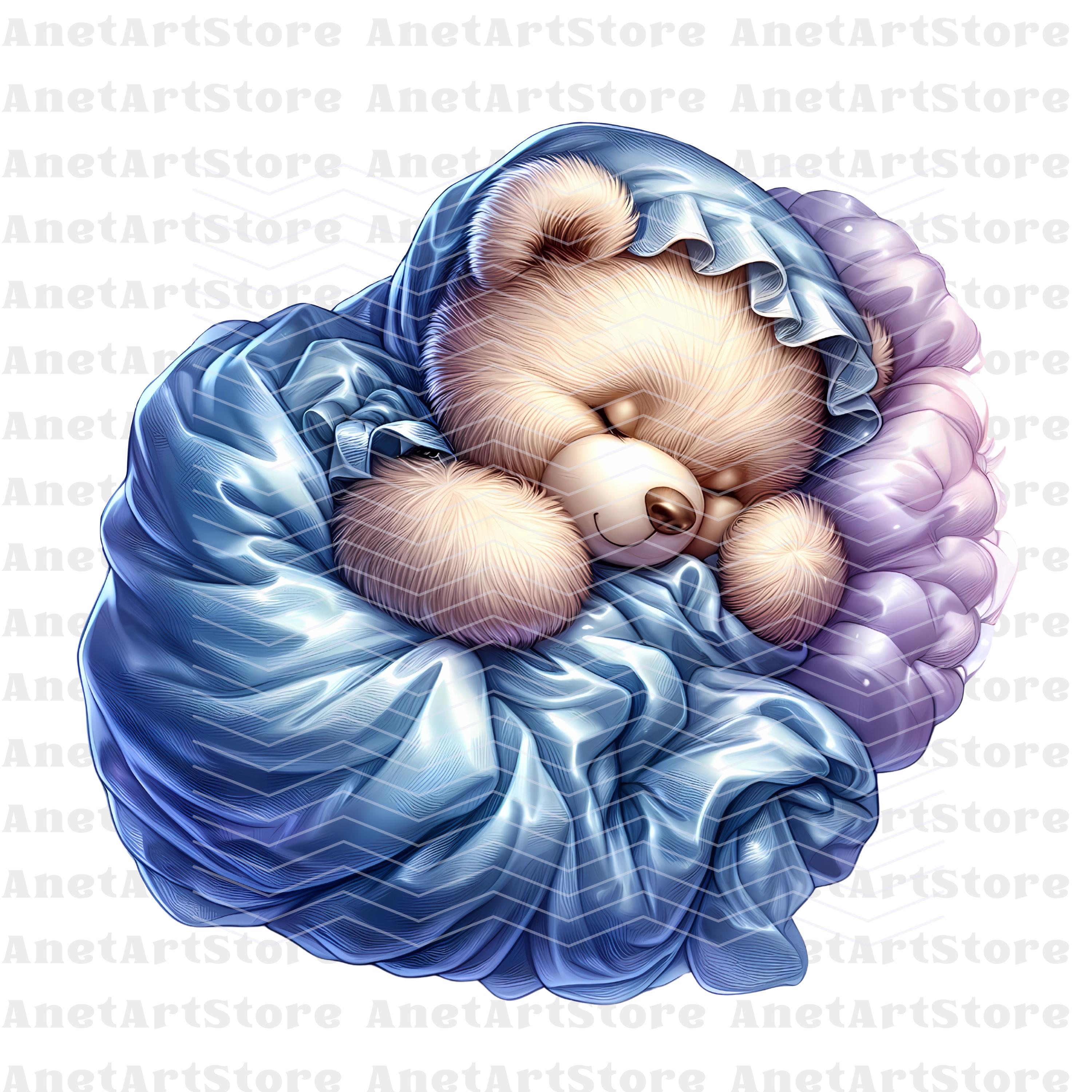Teddy Bear Clipart, Cute Baby Bear Png, Sleeping Bear, Bedroom Clip Art ...