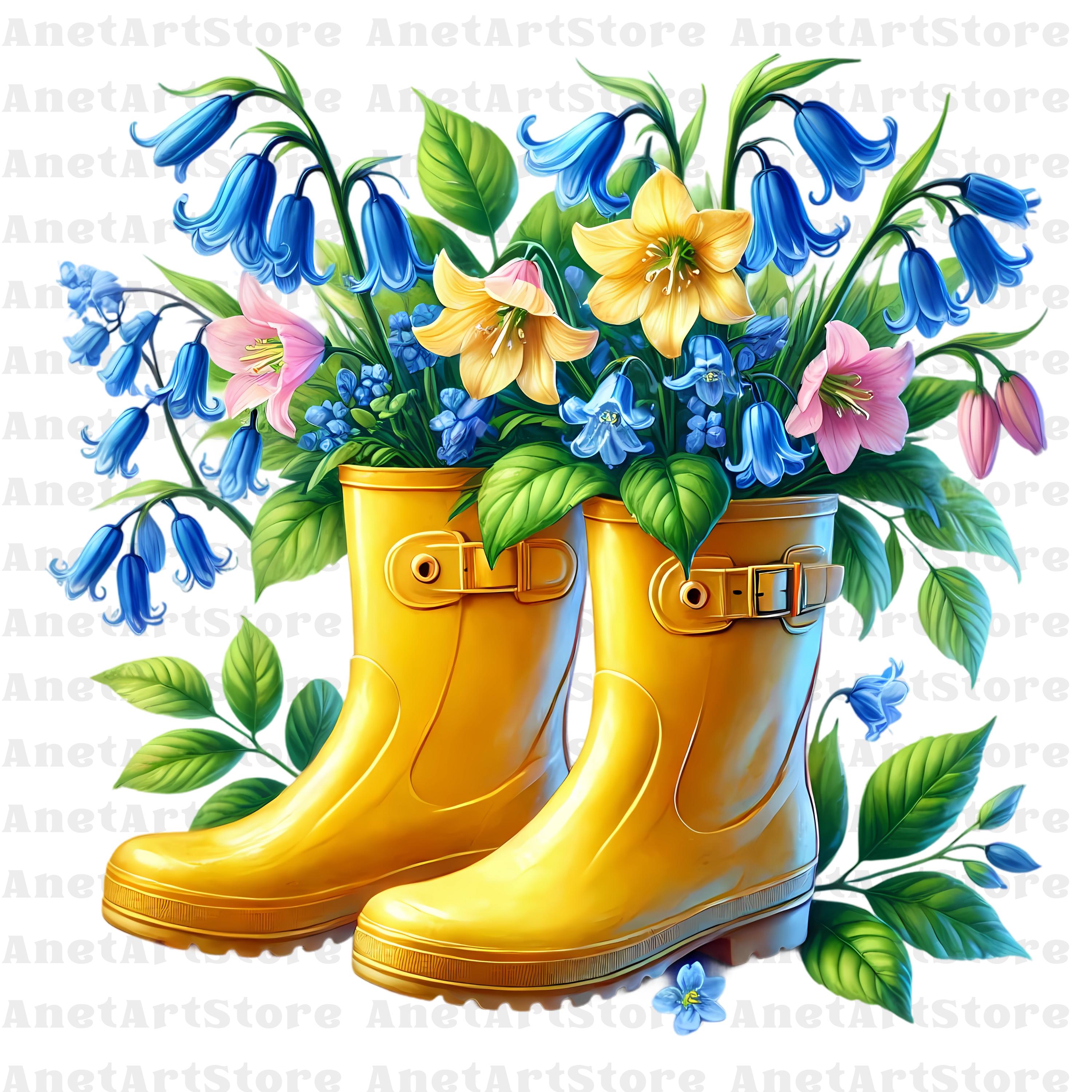 Spring Clipart Spring Floral Clipart Floral Rubber Boots Png Hello ...