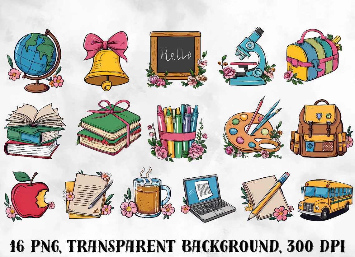 School Clipart, School Stickers, Funny School Png, Back to School, Wall ...