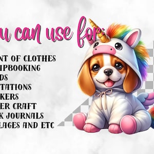 Unicorns Clip Art, Cute Unicorn Dogs Clip Art, Unicorn Puppies, B'day ...