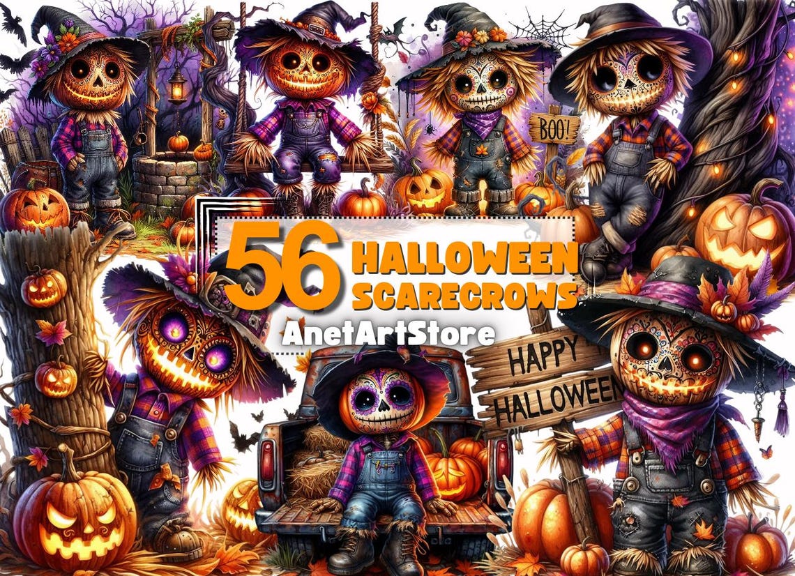 Scarecrow Clipart Fall Scarecrow Png Cute Scarecrow Graphic, Halloween ...