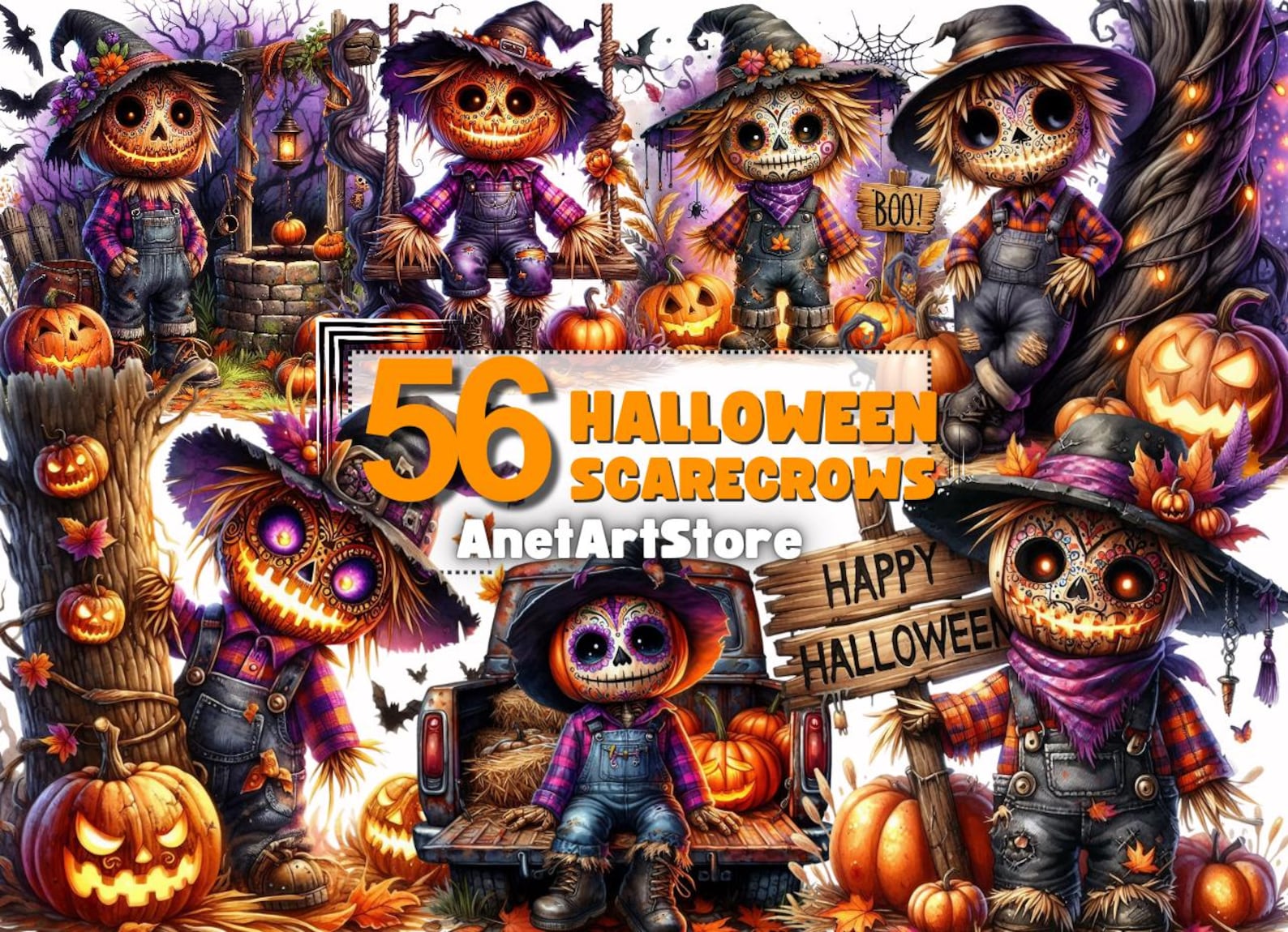 Scarecrow Clipart Fall Scarecrow Png Cute Scarecrow Graphic, Halloween ...