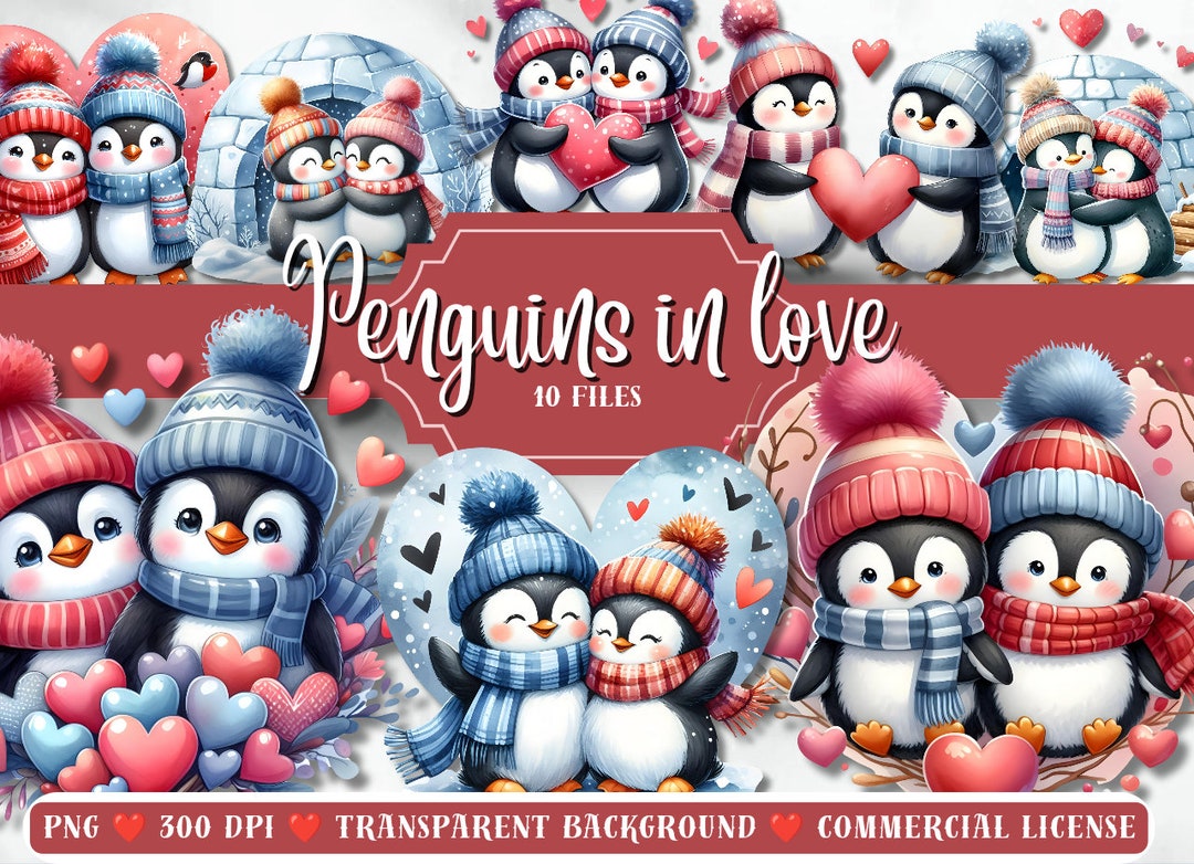 Penguins, Winter Penguins, Penguins in Love, Valentine's Day Clip Art ...