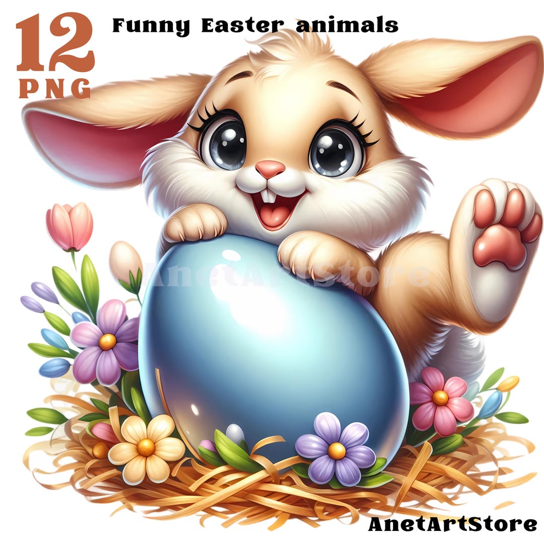 Funny Easter Animals Clipart Easter Clipart Farmhouse Illustration ...