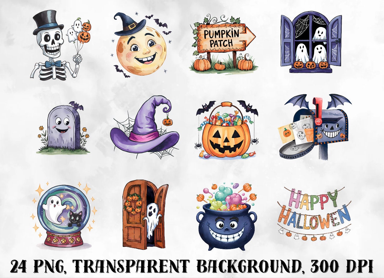 Halloween Clipart, Funny Halloween Png, Spooky Clipart, Cute Halloween ...