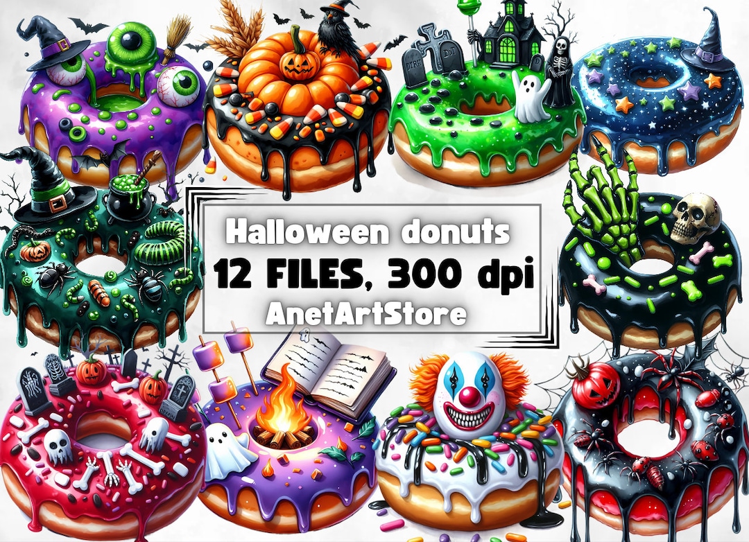 Donut Clipart, Halloween Donut Png, Spooky Clipart, Donuts Clipart ...