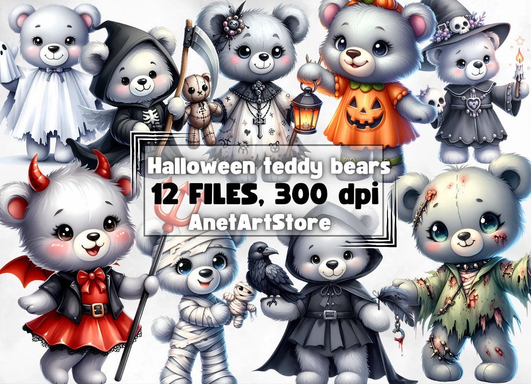 Bear Clip Art, Cute Bears Clipart, Halloween Clipart, Halloween ...