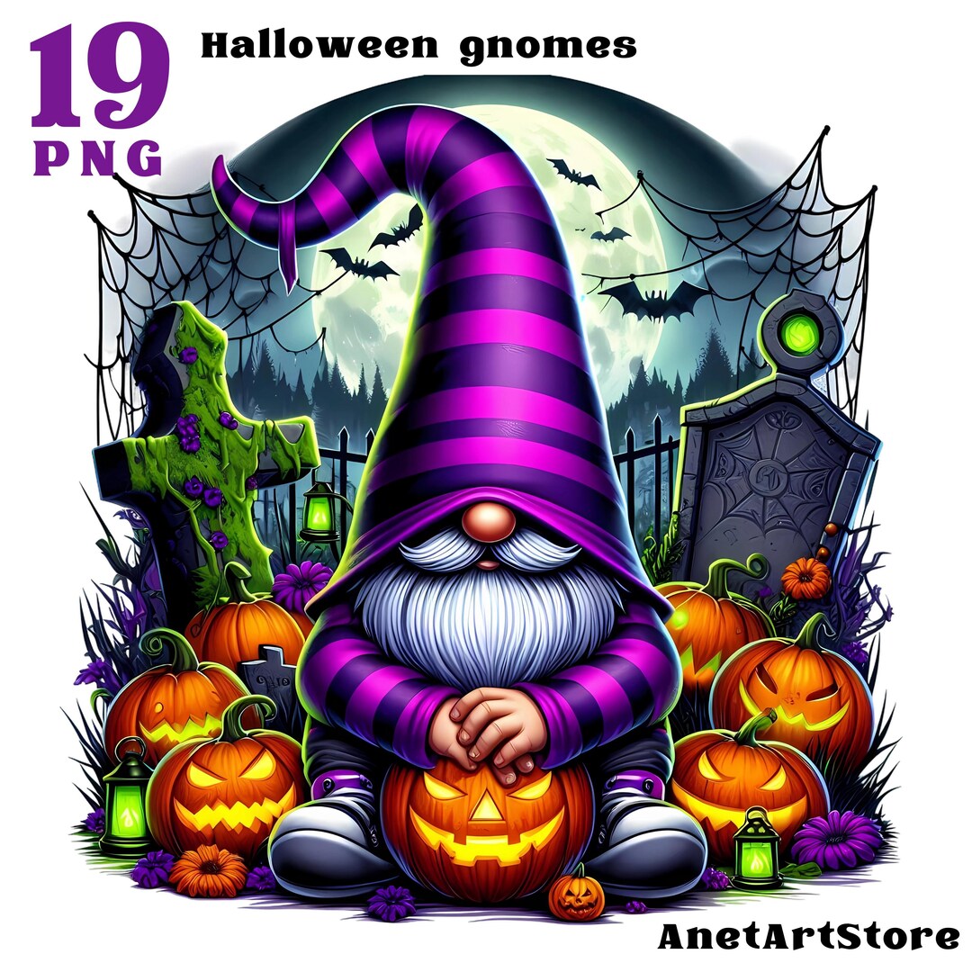 Gnome Clipart, Halloween Gnome Clipart, Gnome Png, Watercolour Gnome ...