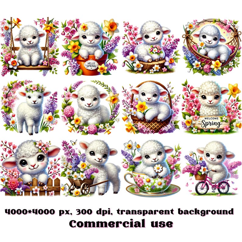 Spring Clipart Cute Sheep Clipart Spring Sheep Png Cute Spring Lamb ...