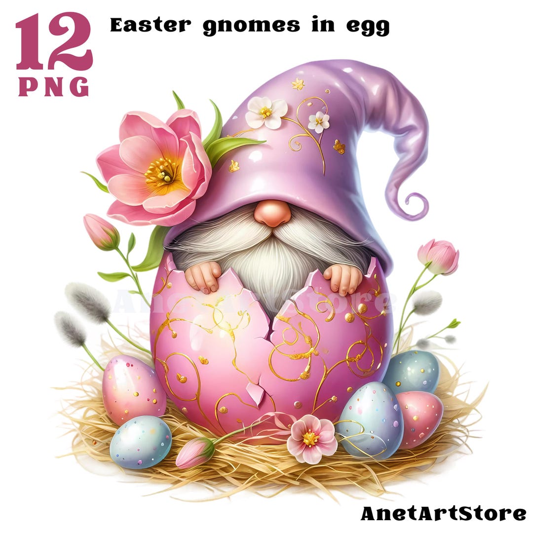 Easter Gnome Clipart Easter Egg Clipart Gnome in Egg Png Cozy Easter ...