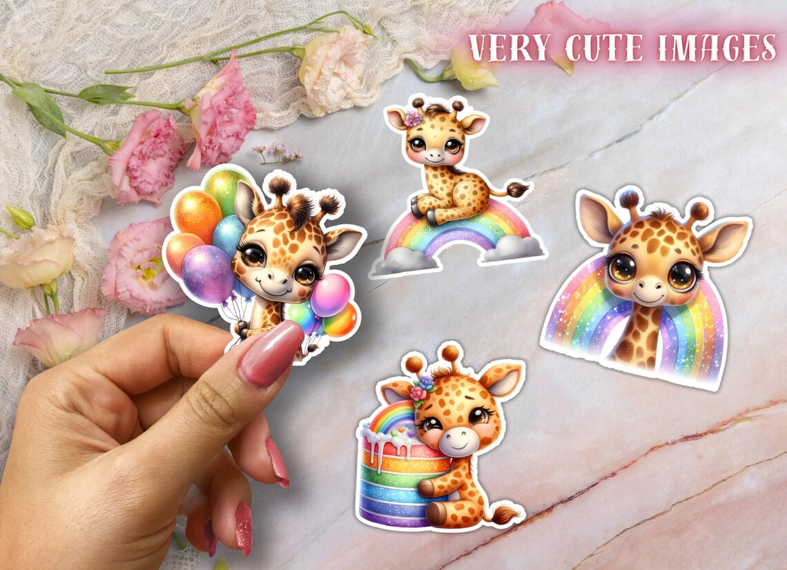 Giraffe Clipart Birthday Giraffe Rainbow Clipart Birthday Clipart Cute ...