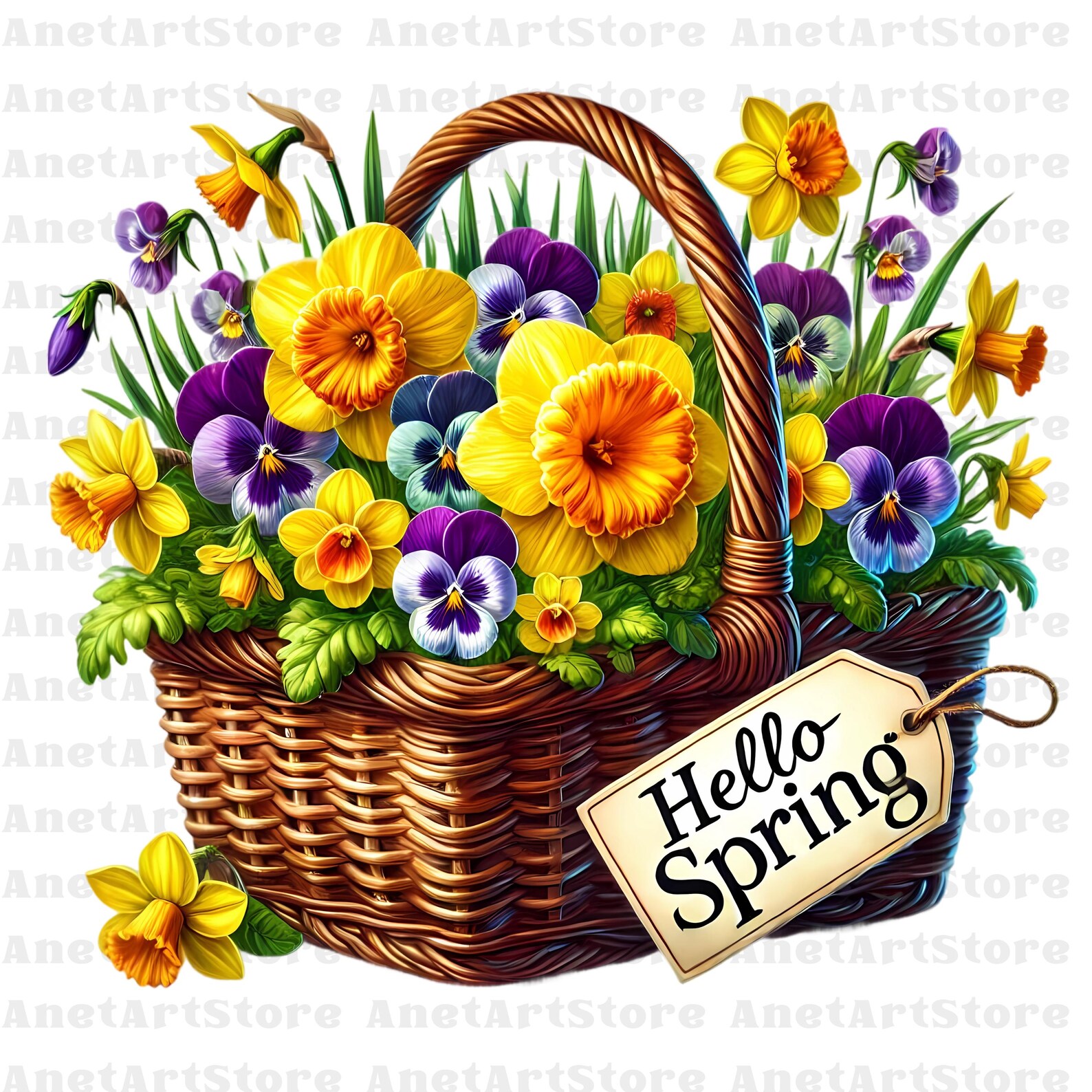 Spring Clipart Spring Floral Clipart Floral Basket Png Hello Spring ...