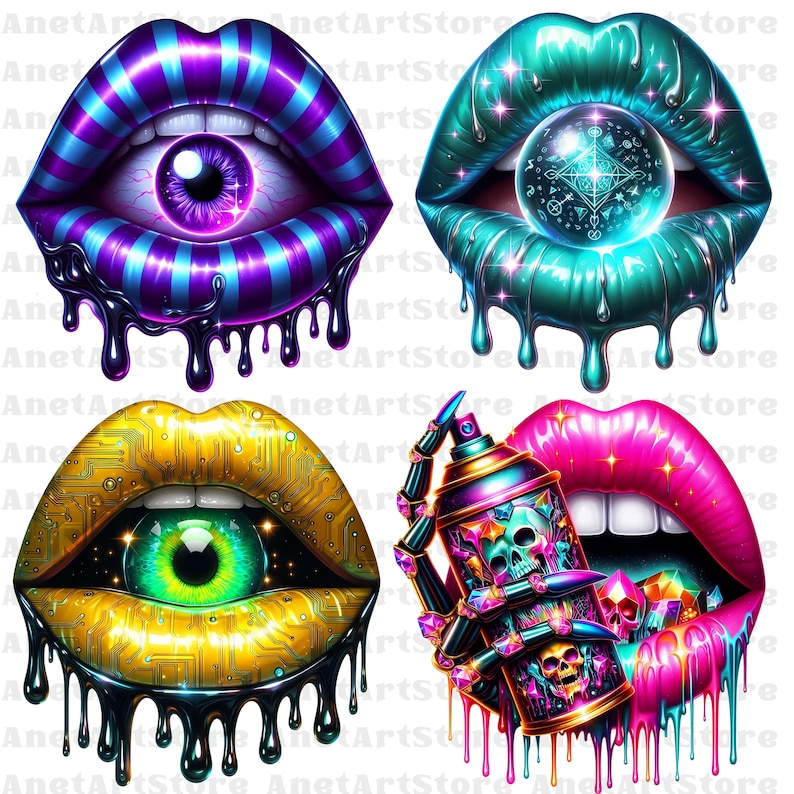 Lips Clipart, Spooky Lips, Halloween Clipart, Halloween Lips, Glossy ...