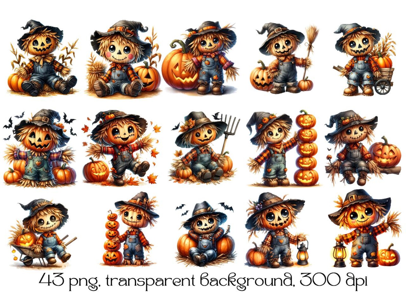 Scarecrow Clipart Fall Scarecrow Png Cute Scarecrow Graphic Autumn ...